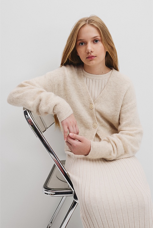 Teen Fluffy Knit Cardigan - Knitwear | Country Road