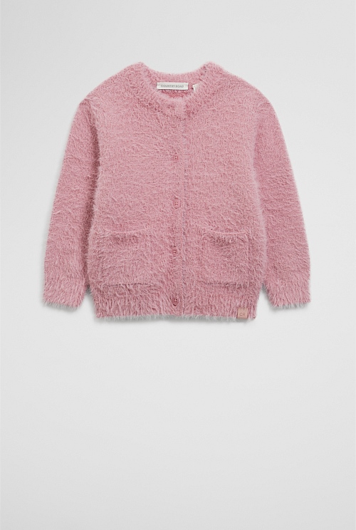 Berry Fluffy Knit Cardigan - Knitwear | Country Road