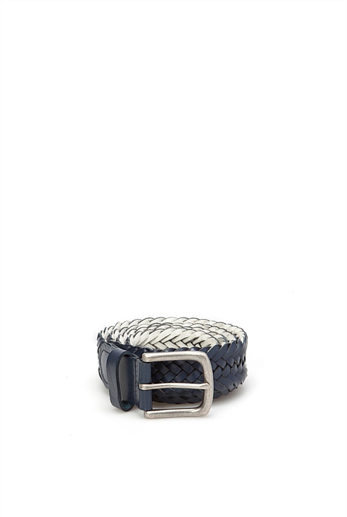Navy Leather Textured Belt - Belts | Country Road
