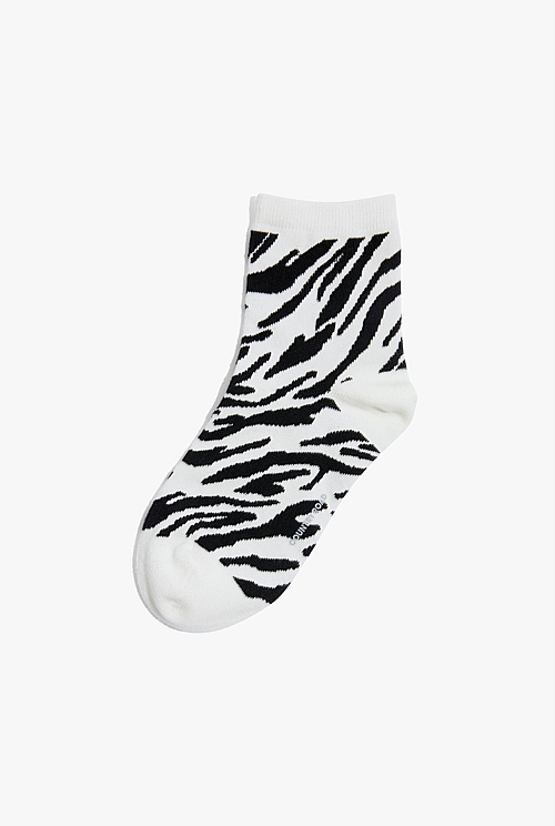 Antique White Zebra Quarter Crew Sock - Socks & Tights | Country Road