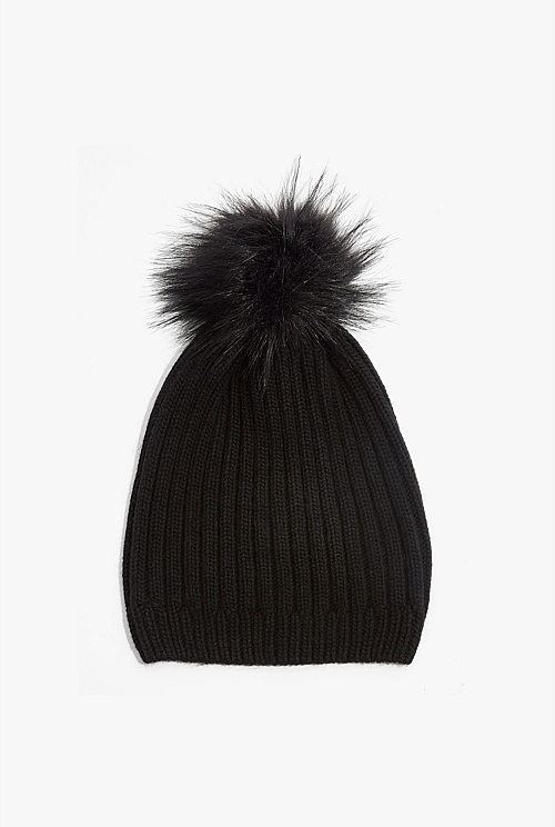 Black Rib Beanie - Hats, Scarves & Gloves | Country Road