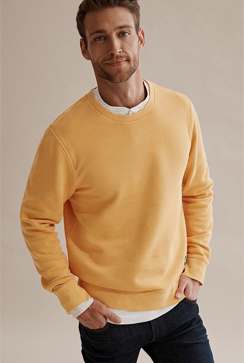 Yellow Garment Dyed Crew Sweat - Sweats | Country Road