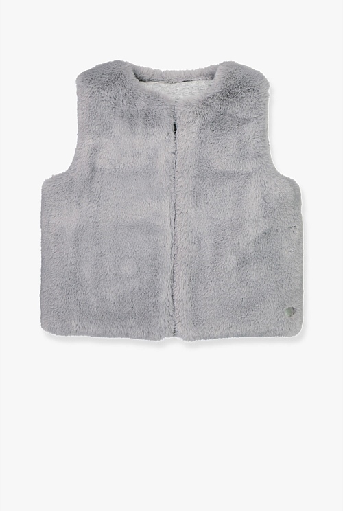 Light Grey Marle Faux Fur Vest - Baby Girls 0-2 | Country Road
