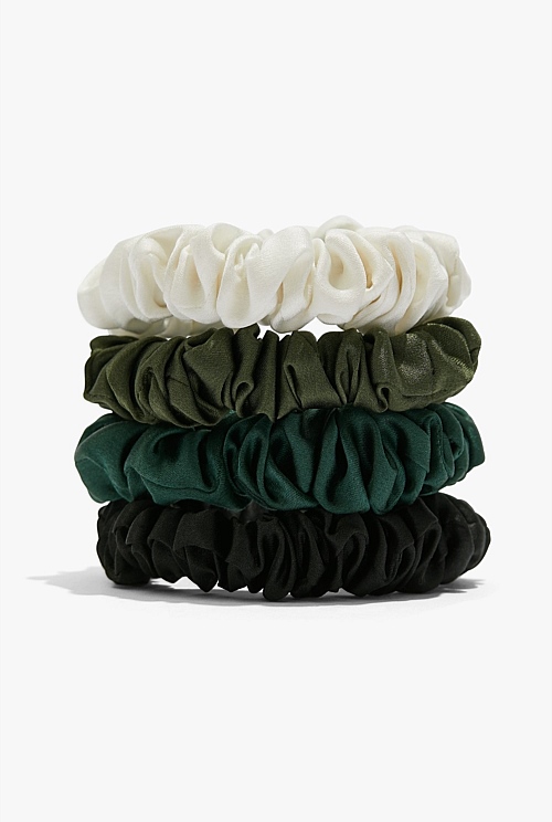 Green Multi Silk Scrunchie Pack of 4 - Jewellery | Country Road