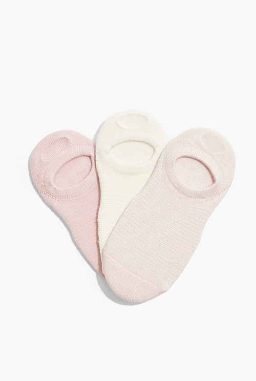 Almond Pink Ribbed Secret Sock Pack of 3 - Socks & Tights | Country Road