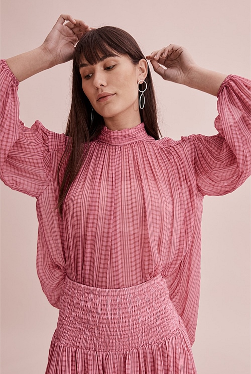 Cardamom Print Gathered Blouse - Shirts | Country Road