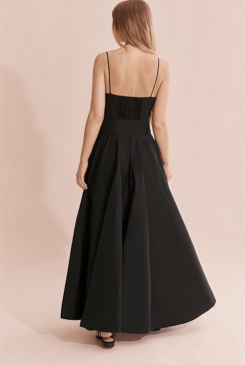 Black Button Maxi Slip Dress - Dresses | Country Road