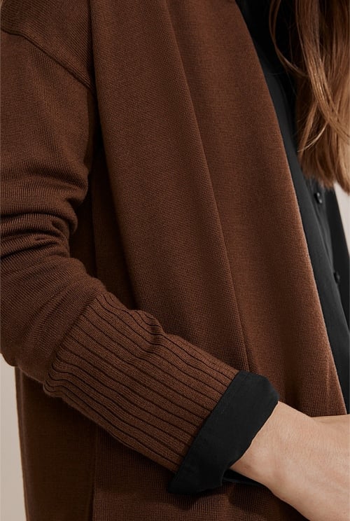 Hazelnut Verified Australian Merino Wool Cardigan - Knitwear | Country Road
