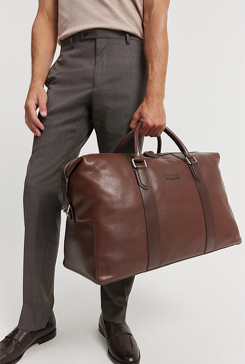 Chocolate Leather Weekender - Bags | Country Road