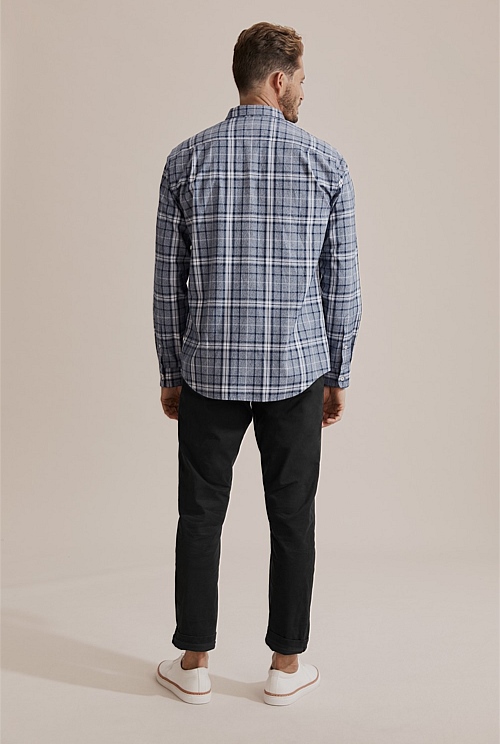 Blue Melange Regular Melange Check Shirt - Natural Fibres | Country Road