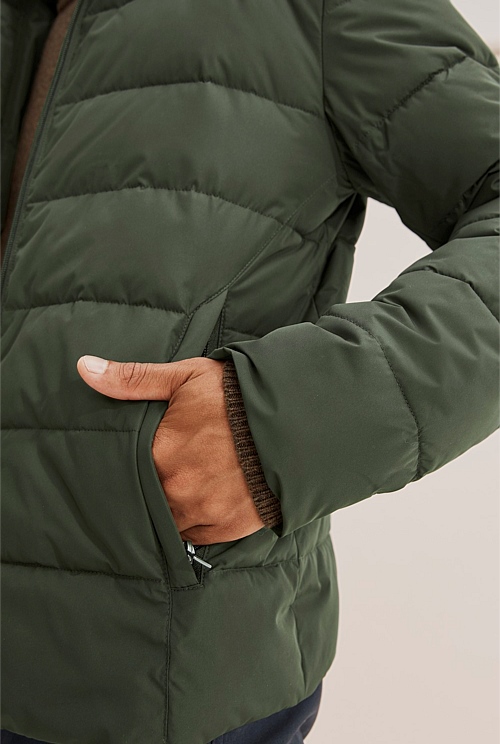 Dark Olive Recycled Polyester Puffer Jacket - Jackets & Coats | Country ...