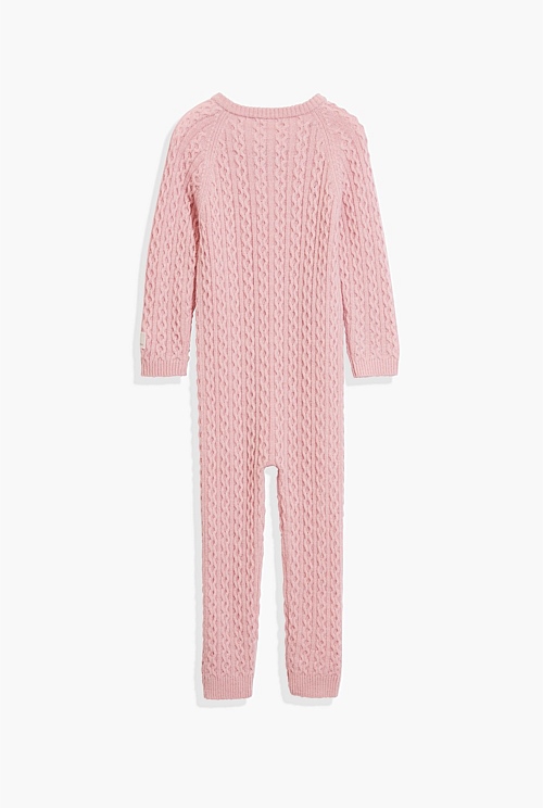 Dust Pink Cable Knit Jumpsuit - Jumpsuits & Bodysuits | Country Road