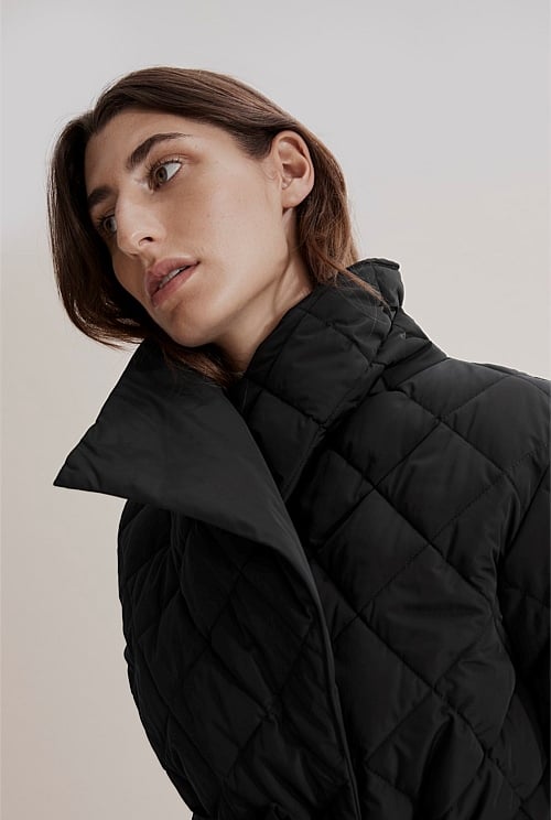 Black Recycled Polyester Wrap Puffer Jacket - Jackets & Coats | Country ...