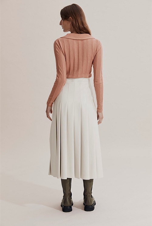 Barley Collared Rib Top - Natural Fibres | Country Road