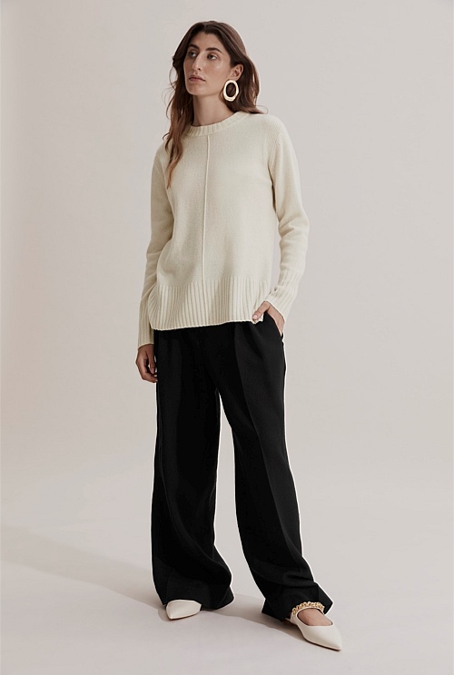 Winter White Crew Neck Pullover - Natural Fibres | Country Road