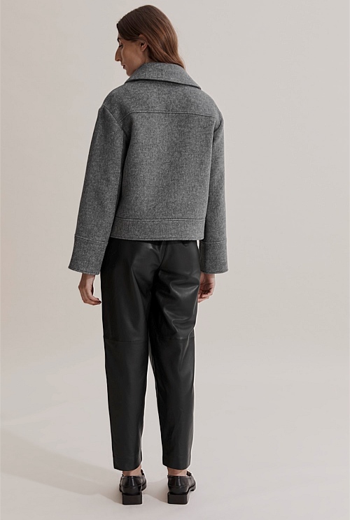 Charcoal Twill Wool Boxy Jacket - Jackets & Coats | Country Road