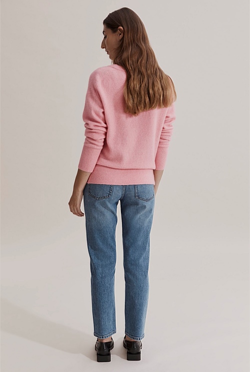 Rose Relaxed V-Neck Fluffy Knit - Knitwear | Country Road