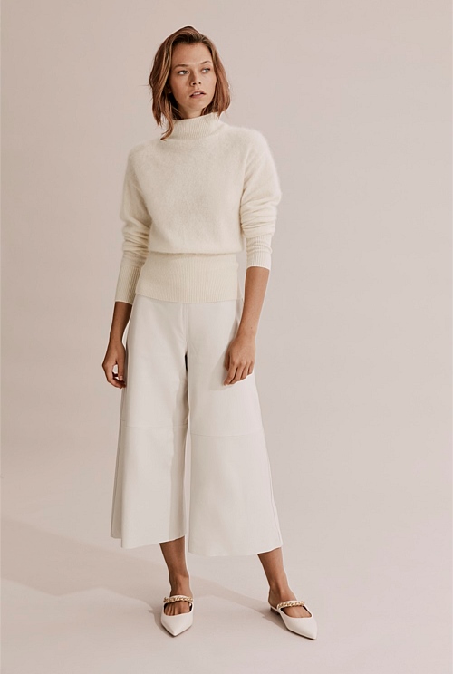 Winter White Brushed Cashmere Roll Neck Knit - Natural Fibres | Country ...