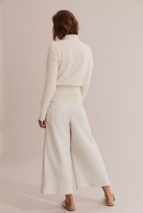Winter White Brushed Cashmere Roll Neck Knit - Natural Fibres | Country ...