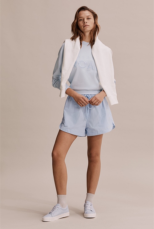 Chambray Blue Recycled Nylon Spray Short - Shorts | Country Road