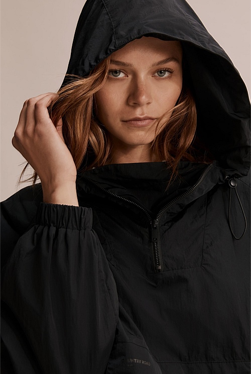 Black Recycled Nylon Spray Jacket - Jackets & Coats | Country Road