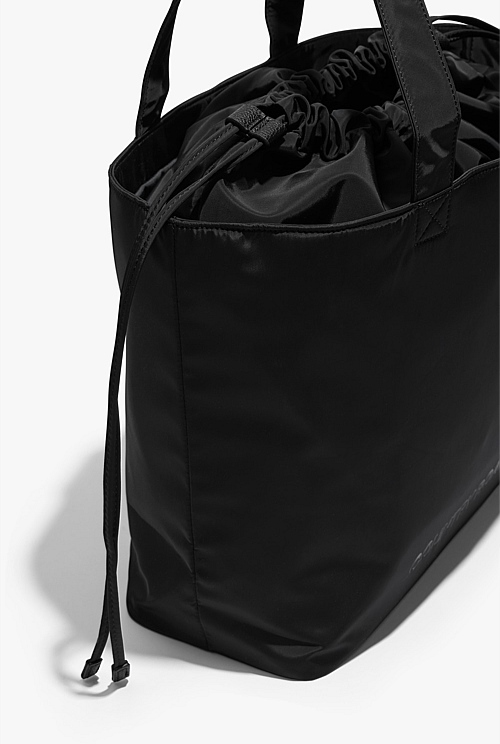 Black Recycled Polyester Drawstring Tote - Bags | Country Road