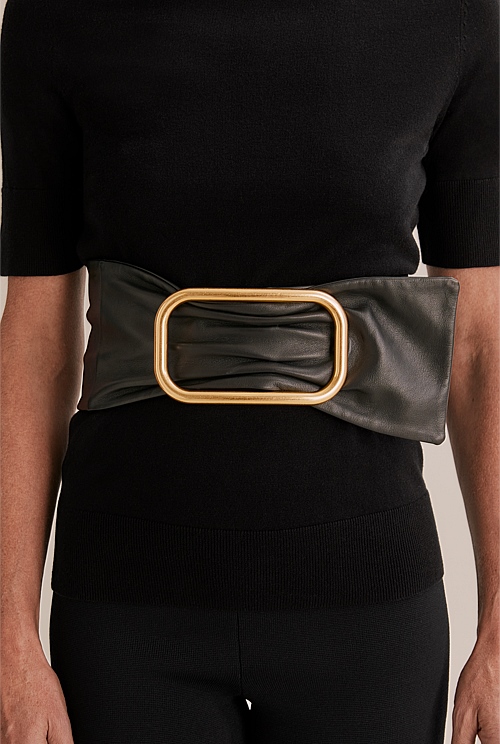 Black Wide Soft Belt - Belts | Country Road