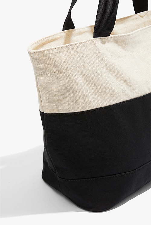 Black Split Stripe Shopper - Bags | Country Road