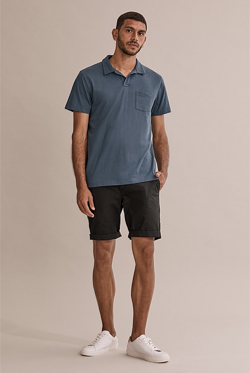 Navy Trophy Slub Polo - T-Shirts | Country Road