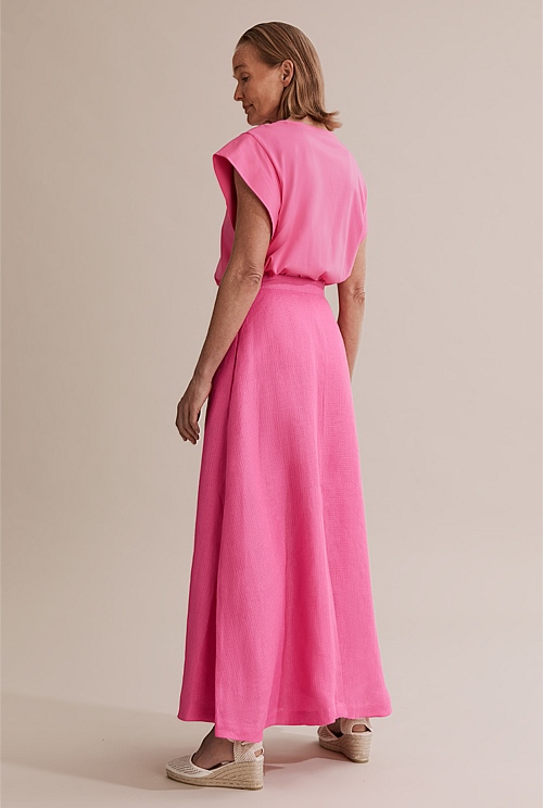 Hot Pink Mercerised Extended T-Shirt - T-Shirts & Tops | Country Road