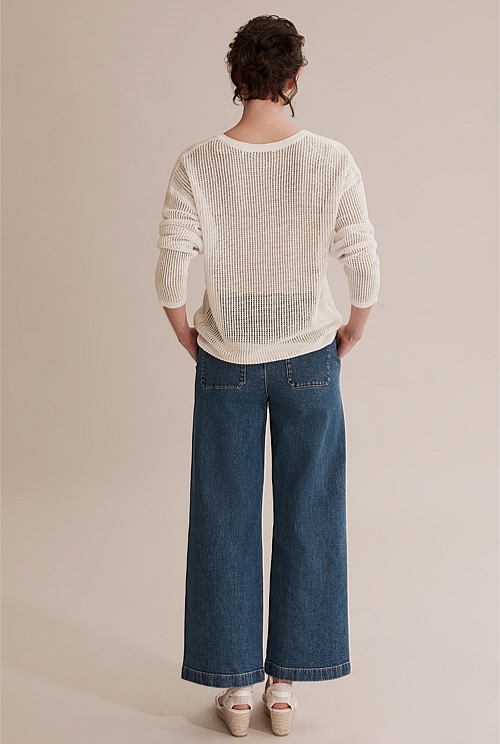 Natural Lightweight V-Neck Knit - Knitwear | Country Road