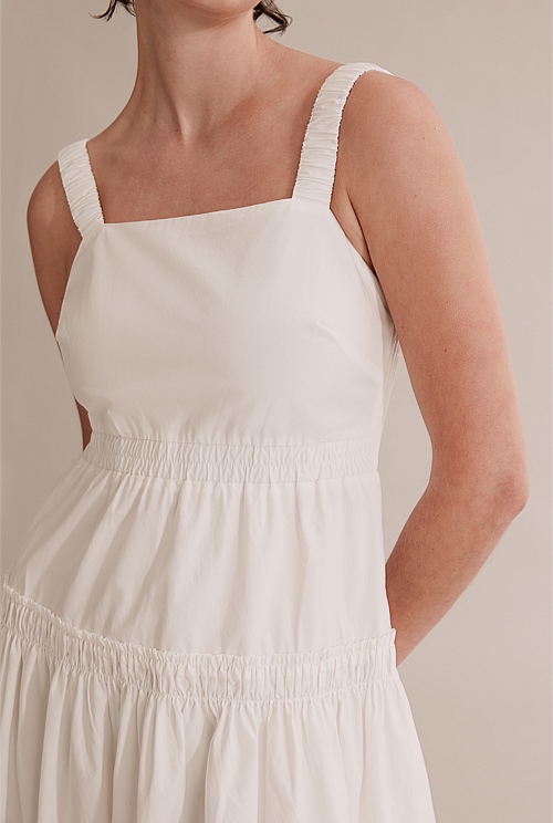 Antique White Gathered Hem Maxi Dress - Dresses | Country Road