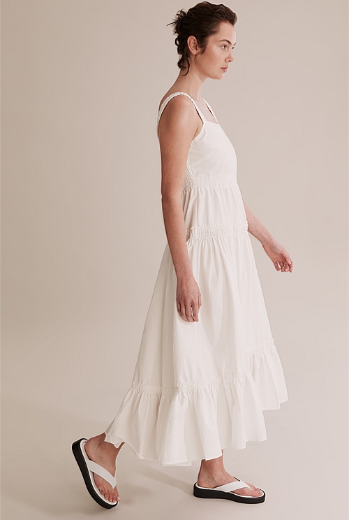 Antique White Gathered Hem Maxi Dress - Dresses | Country Road