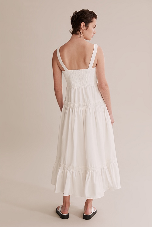 Antique White Gathered Hem Maxi Dress - Dresses | Country Road