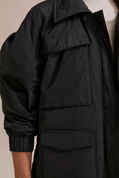 Black Recycled Polyester Utility Jacket - Organically Grown or Recycled ...