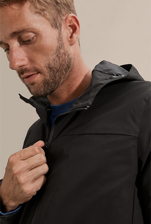 Black Recycled Polyester Hooded Spray Jacket - Organically Grown or ...