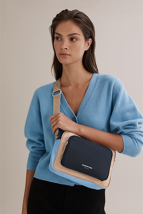 Steel Blue Recycled Polyester Soft Crossbody Bag - Bags | Country Road