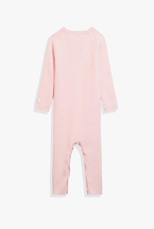 Pale Pink Rib Knit Jumpsuit - Jumpsuits & Bodysuits | Country Road