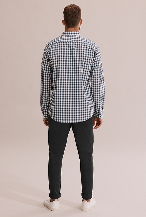 Navy Regular Fit Gingham Shirt - Casual Shirts | Country Road