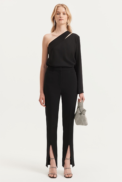 Black Slim Front Split Pant - Pants | Country Road