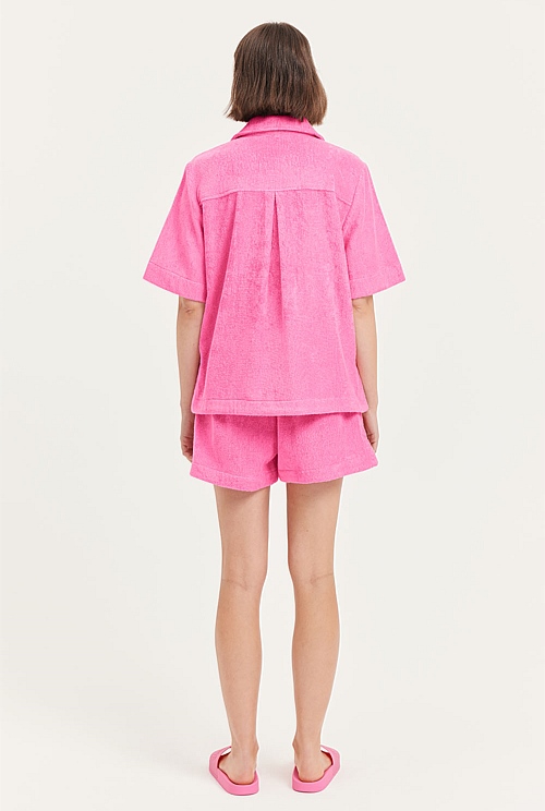 Candy Pink Australian Cotton Terry Shirt - Natural Fibres | Country Road