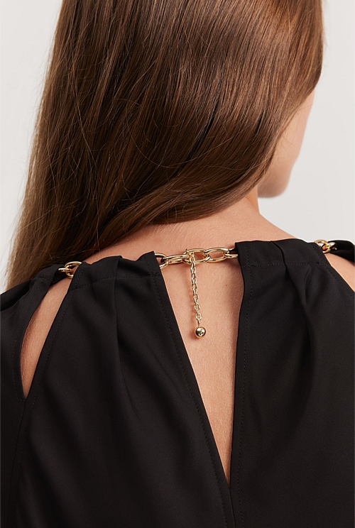 Black Chain Neck Blouse - Shirts | Country Road