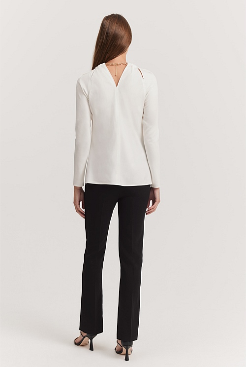 Antique White Chain Neck Blouse - Shirts | Country Road