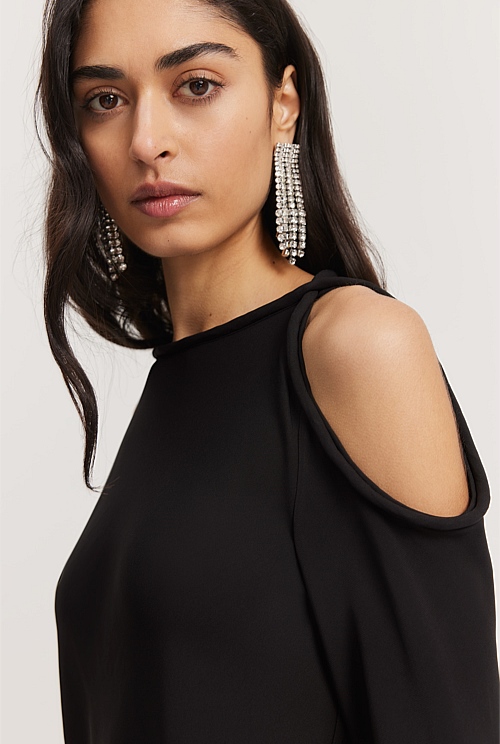 Black Cold Shoulder Blouse - Shirts | Country Road