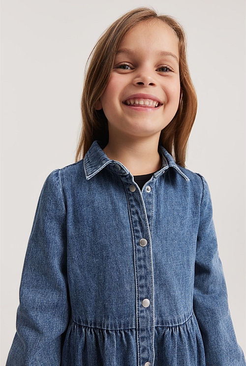 Indigo Denim Tier Dress - Dresses | Country Road