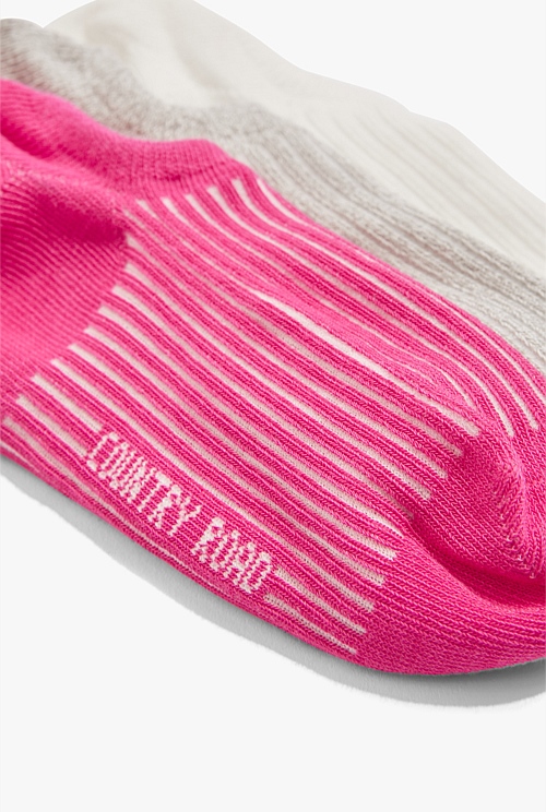 Vivid Pink Australian Cotton Blend Rib Secret Sock Pack of 3 - Socks ...
