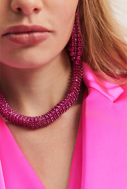 Vivid Pink Sam 45cm Choker - Necklaces | Country Road