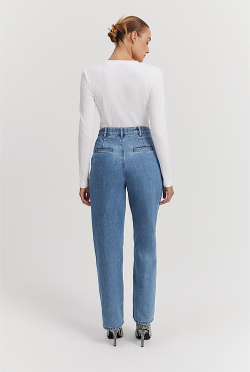 White Long Sleeve Rib Top - T-Shirts & Tops | Country Road