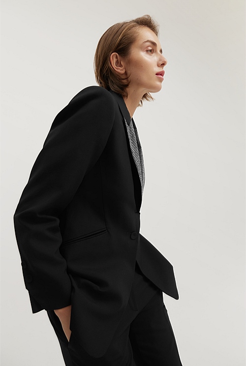 Black Embellished Tuxedo Blazer - Jackets & Coats | Country Road