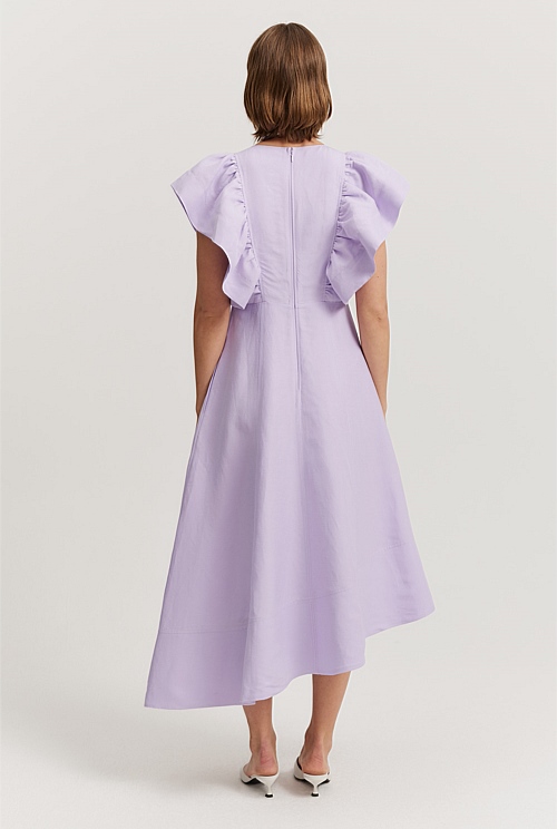 Lilac Ruffle Midi Dress - Dresses | Country Road